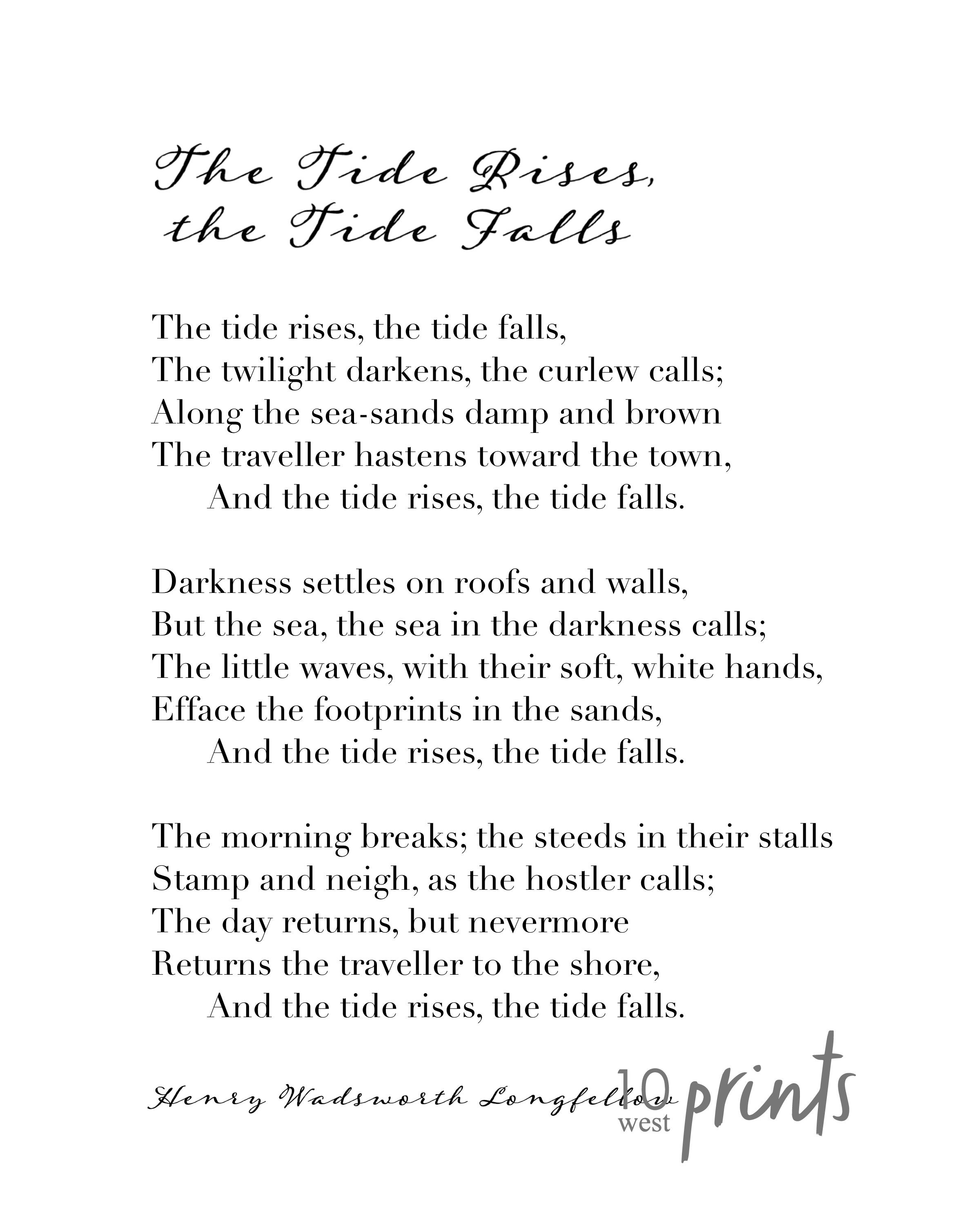 The Tide Rises the Tide Falls / Henry Wadsworth Longfellow / - Etsy
