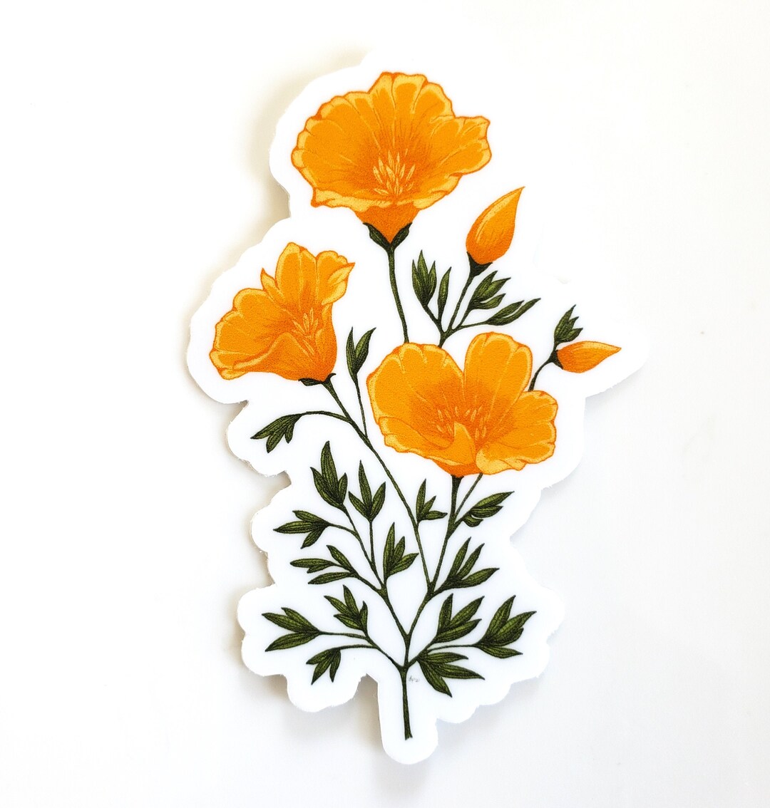 3" California Poppy Vinyl Sticker / Waterproof Orange Poppy Decal ...