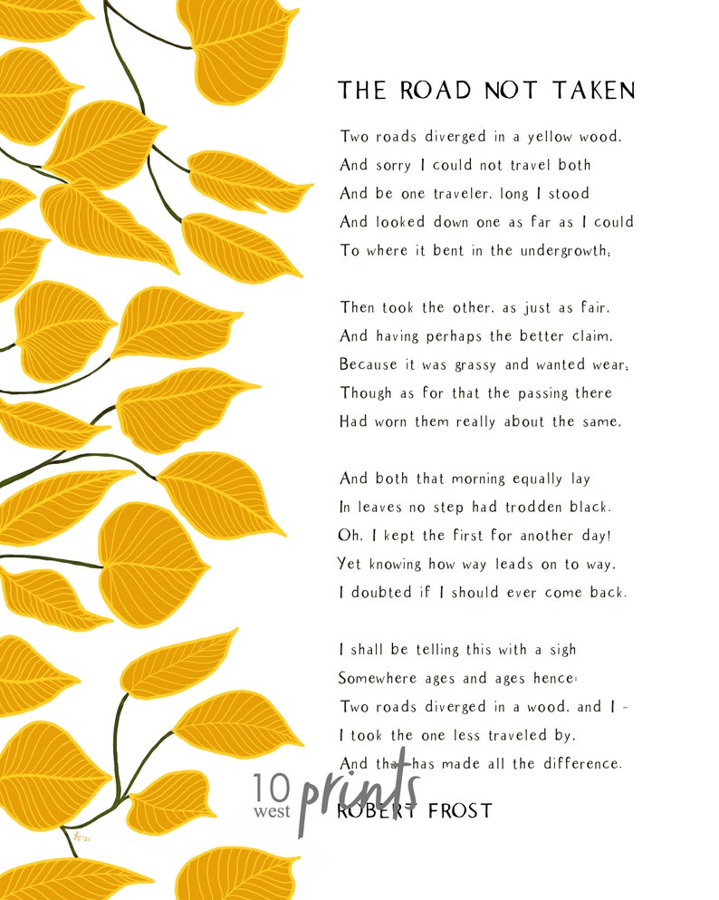 The Road Not Taken / Robert Frost / Printable / Digital Download ...