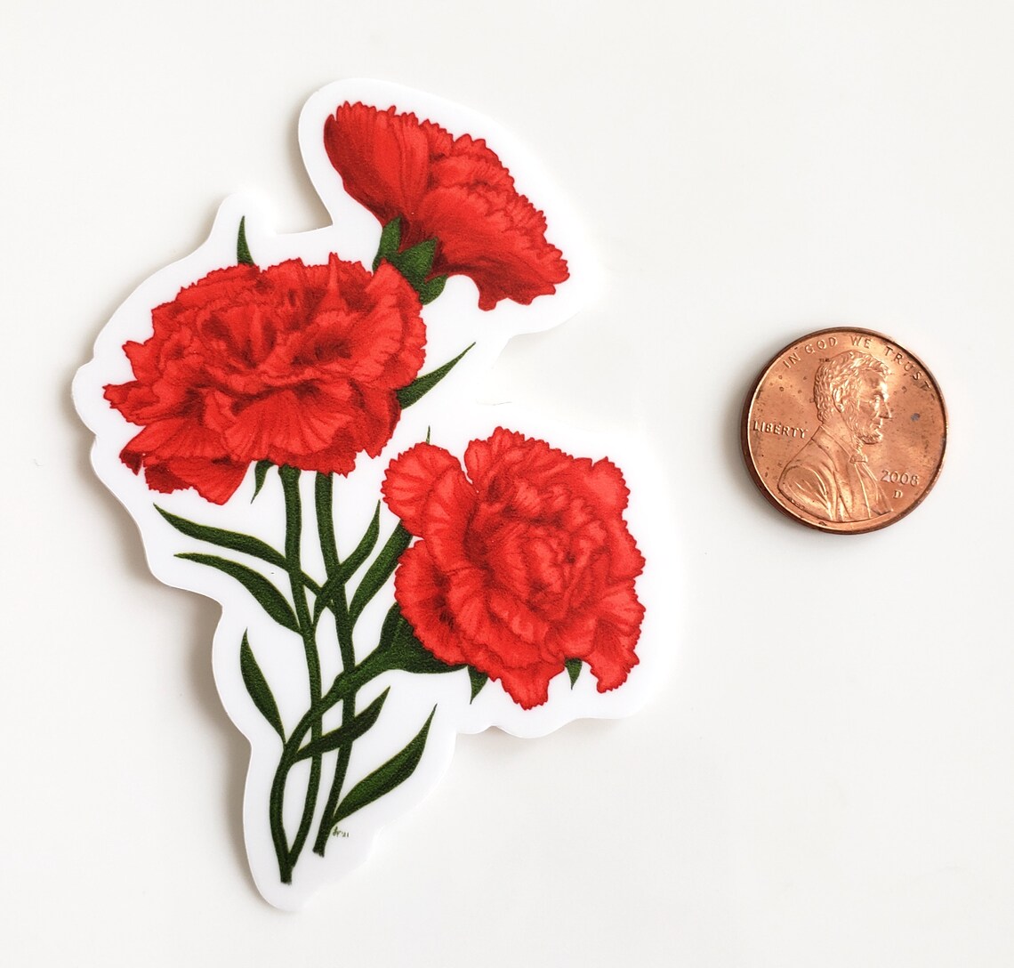 3" Scarlet Carnation Vinyl Sticker / Waterproof Carnation Decal / Ohio ...