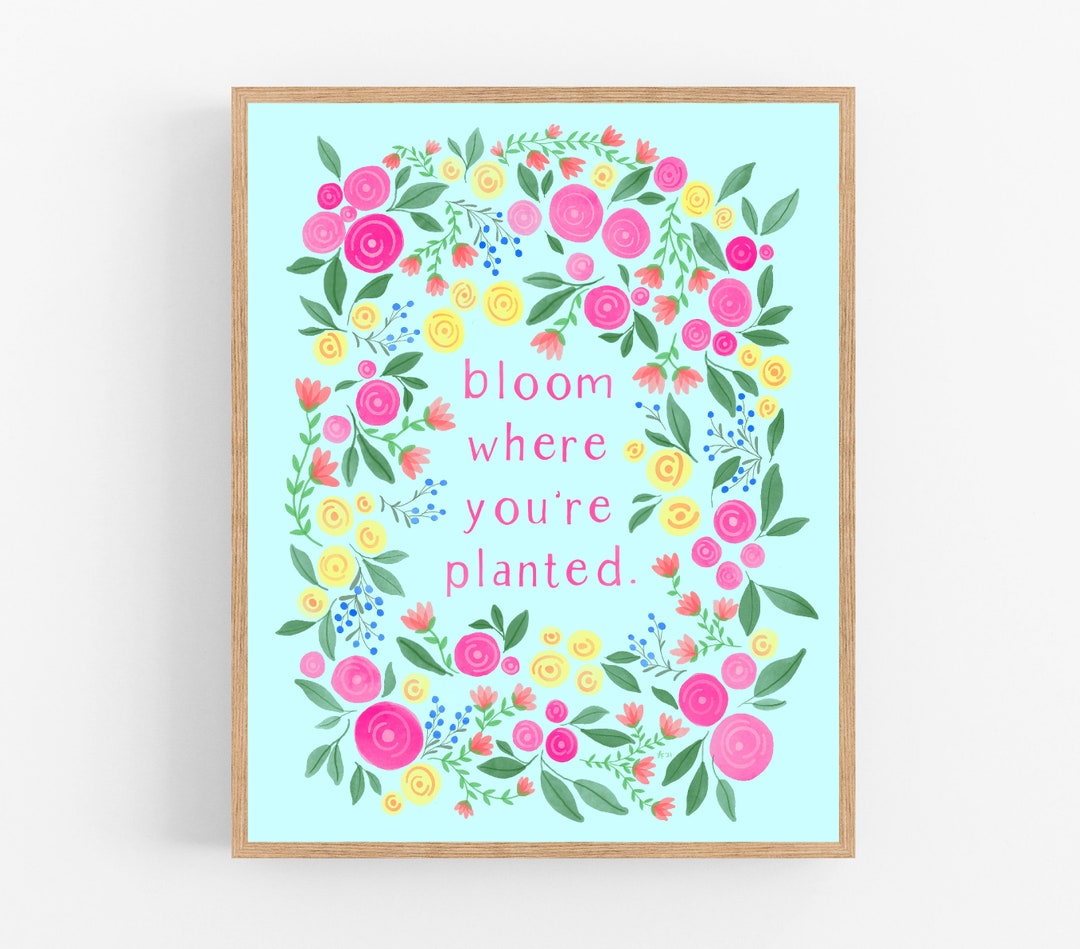 Bloom Where You're Planted / Folk Flowers / Printable / Digital ...