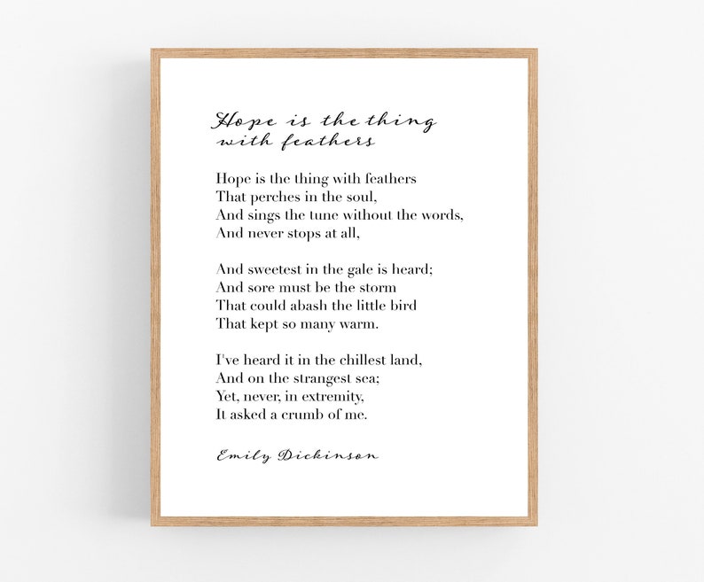 Hope is the Thing With Feathers / Emily Dickinson / Printable / Art ...
