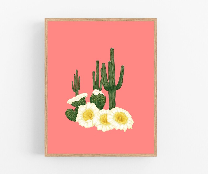 Saguaro Cactus Blossom Illustration Print / Printable / Art / Digital ...