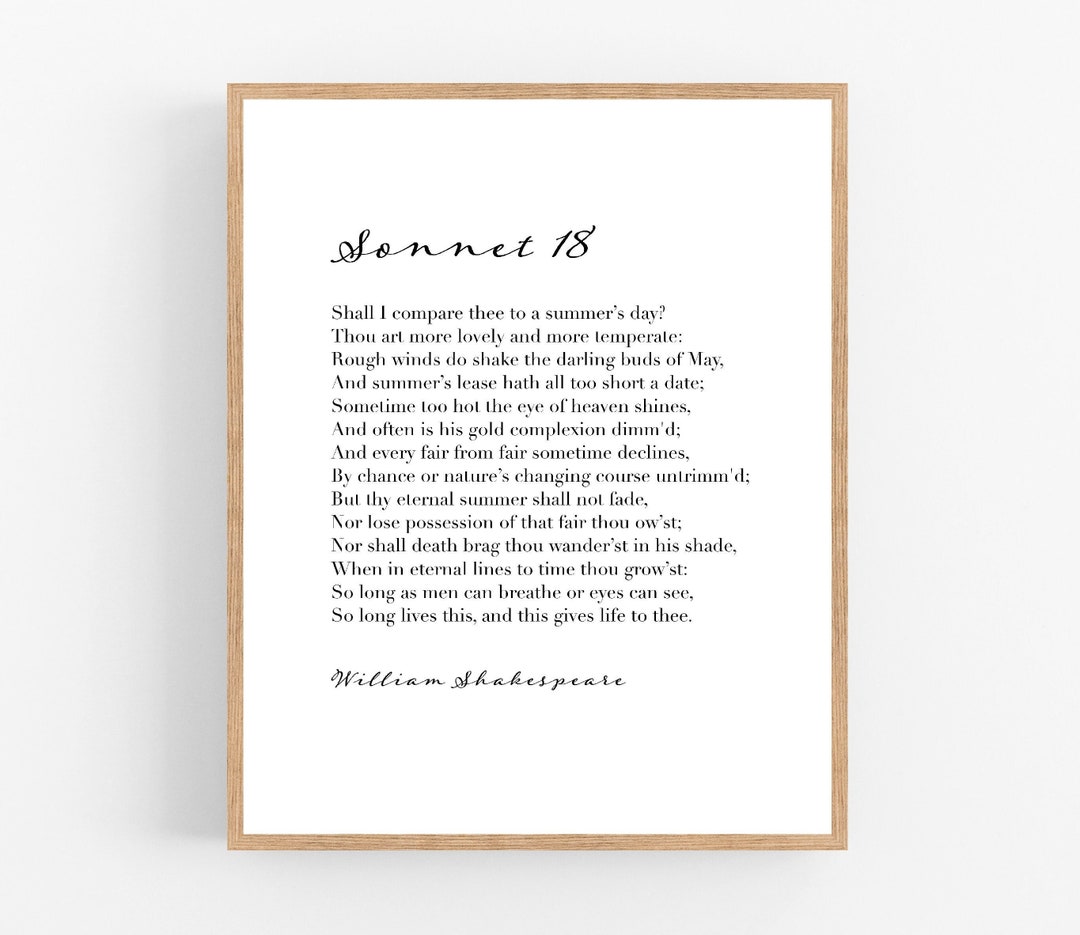 Sonnet 18 / Shakespeare / Printable / Art / Digital Download / - Etsy