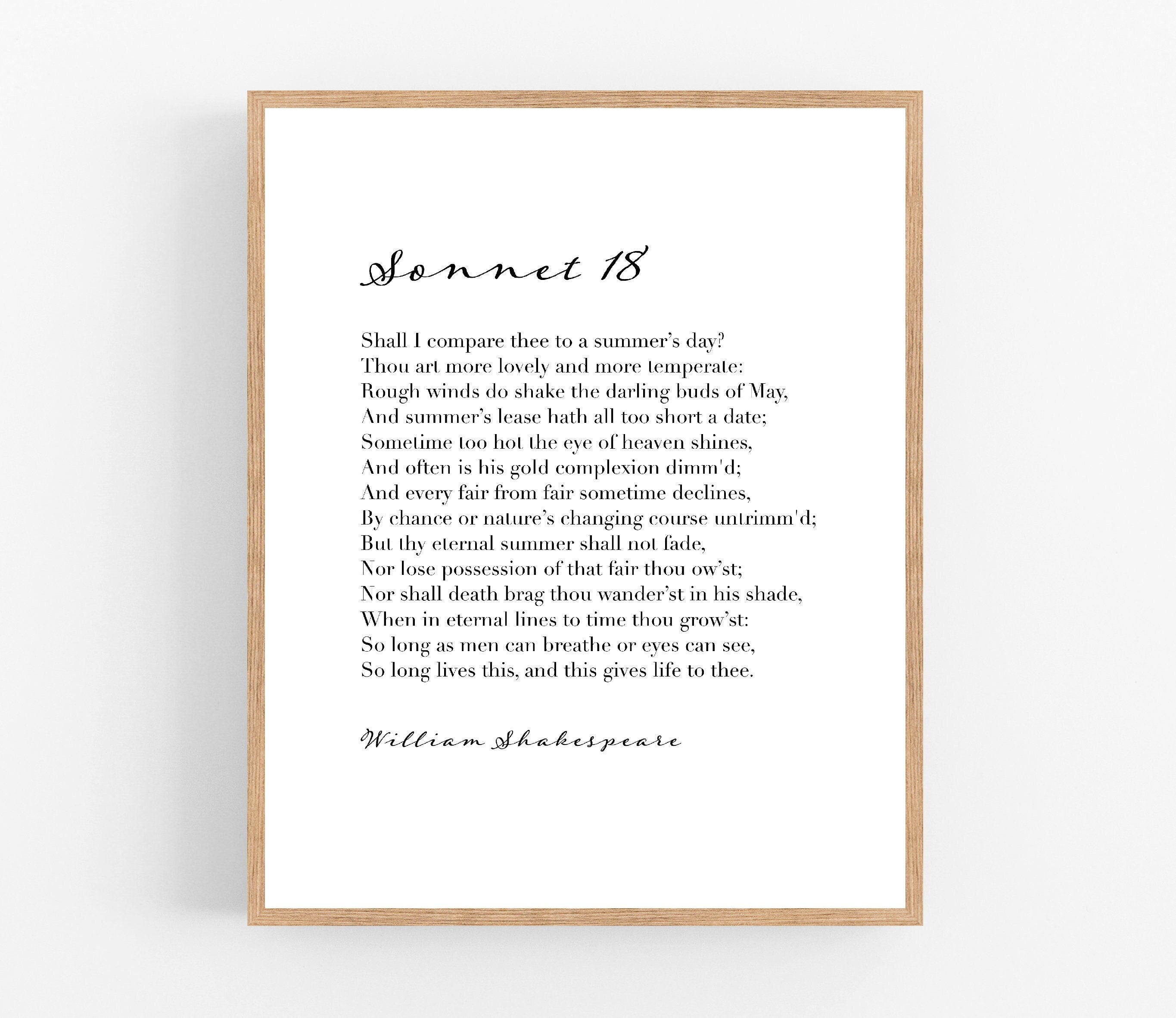 Sonnet 18 / Shakespeare / Printable / Art / Digital Download / - Etsy