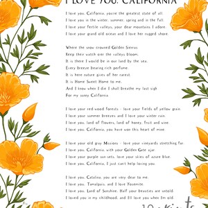 I Love You, California / California State Song Printable / Digital ...