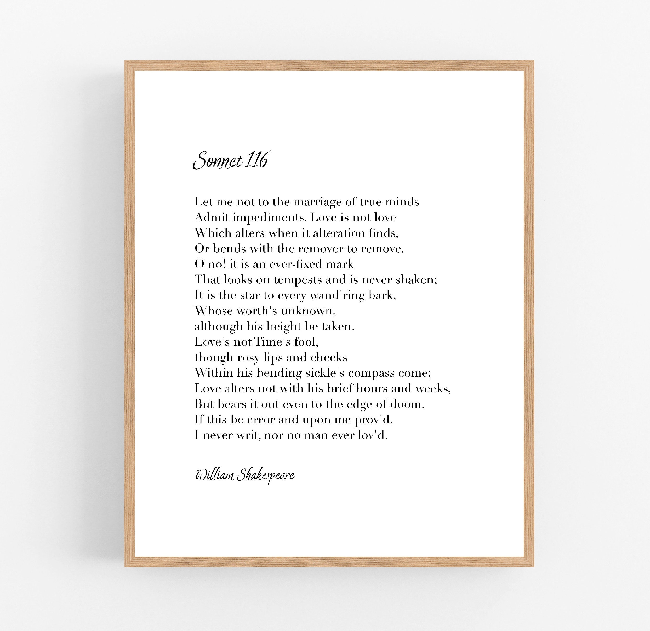 Sonnet 116 / Shakespeare / Printable / Art / Digital Download ...
