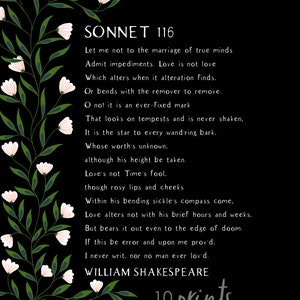 Sonnet 116 / Shakespeare / Printable / Art / Digital Download ...
