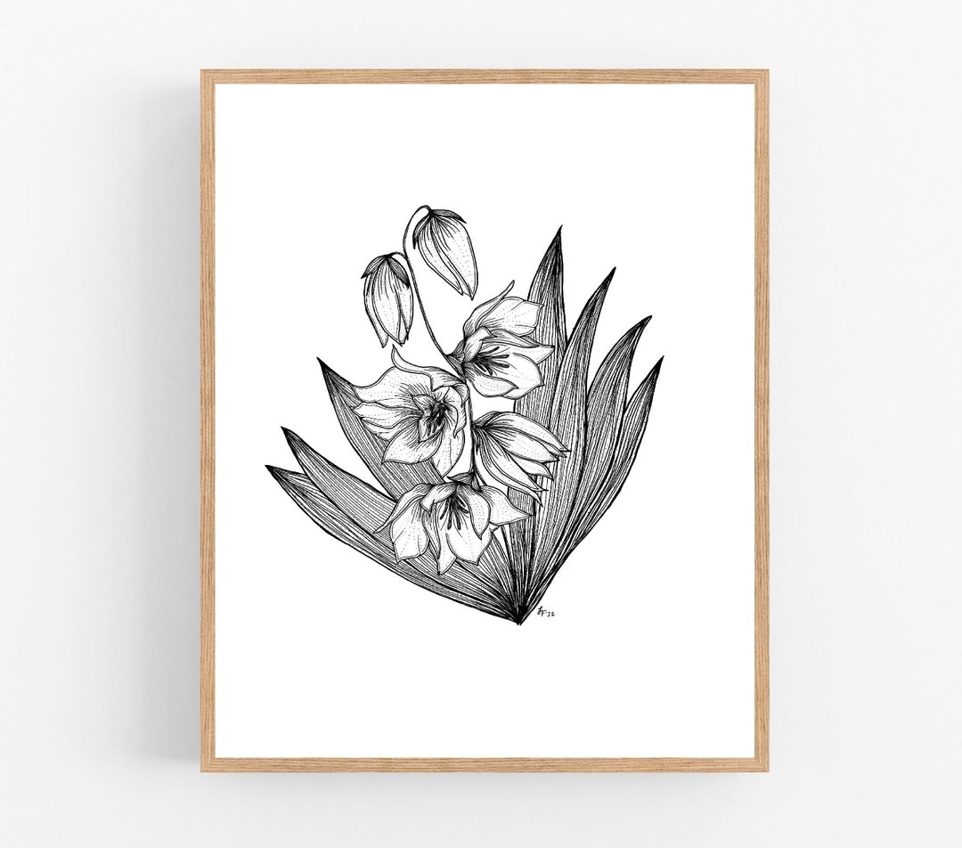 Yucca Black Ink Sketch Illustration Print / Printable / Art / Digital ...