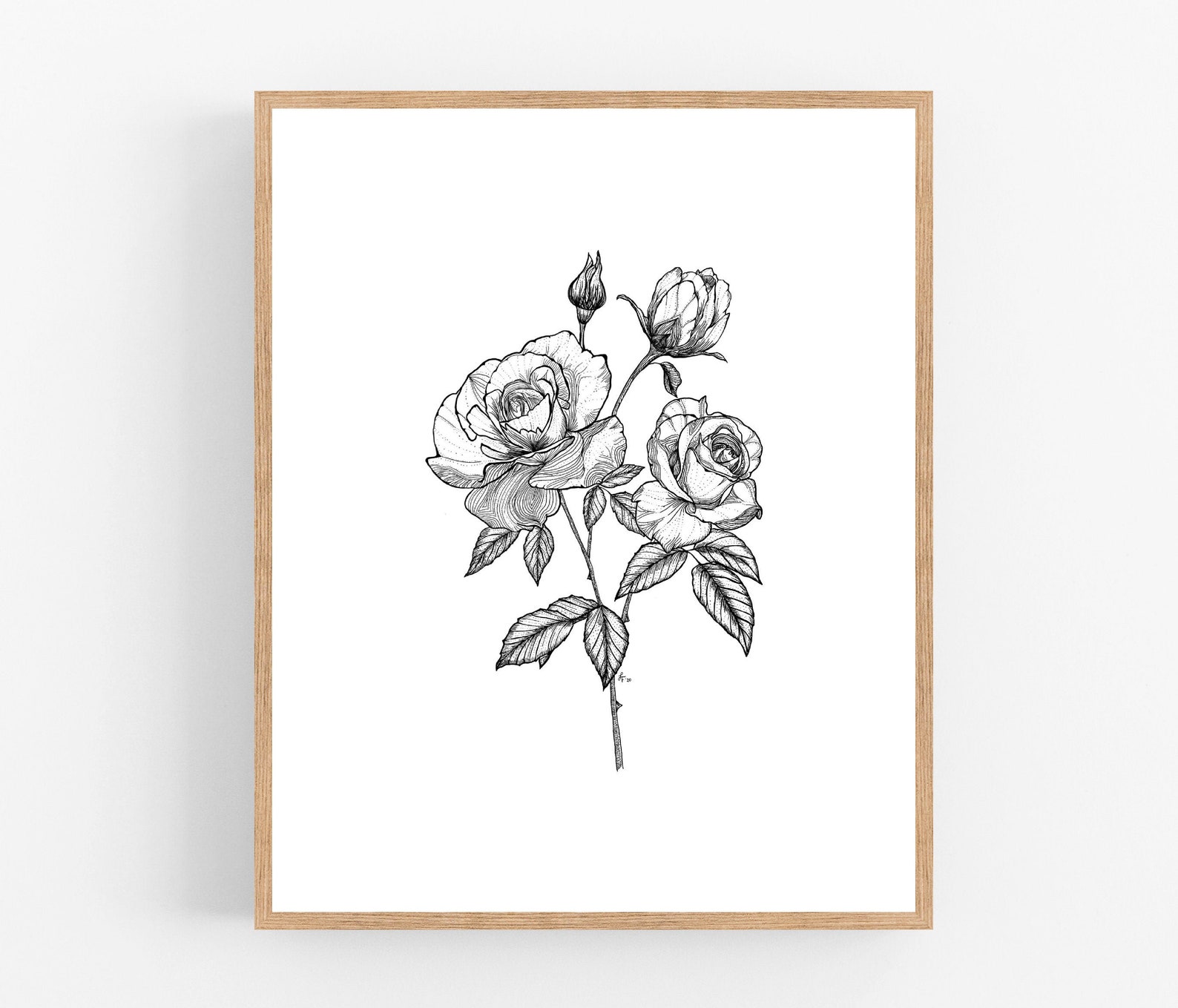 Rose Sketch Print / Printable / Art / Digital Download / Pen - Etsy