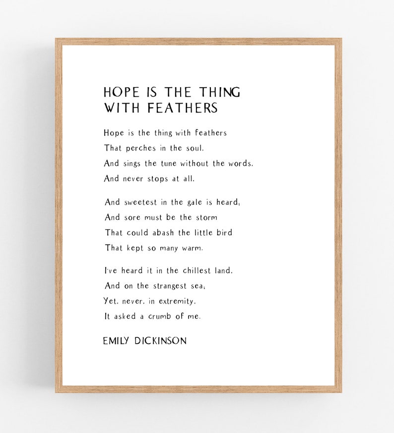 Hope is the Thing With Feathers / Emily Dickinson / Printable - Etsy