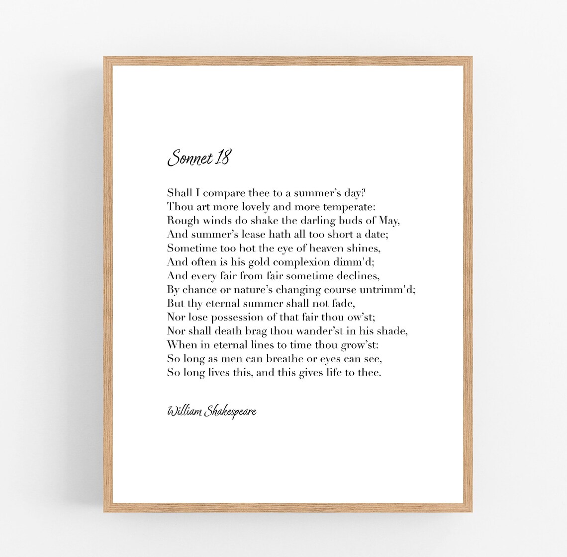 Sonnet 18 / Shakespeare / Printable / Art / Digital Download ...