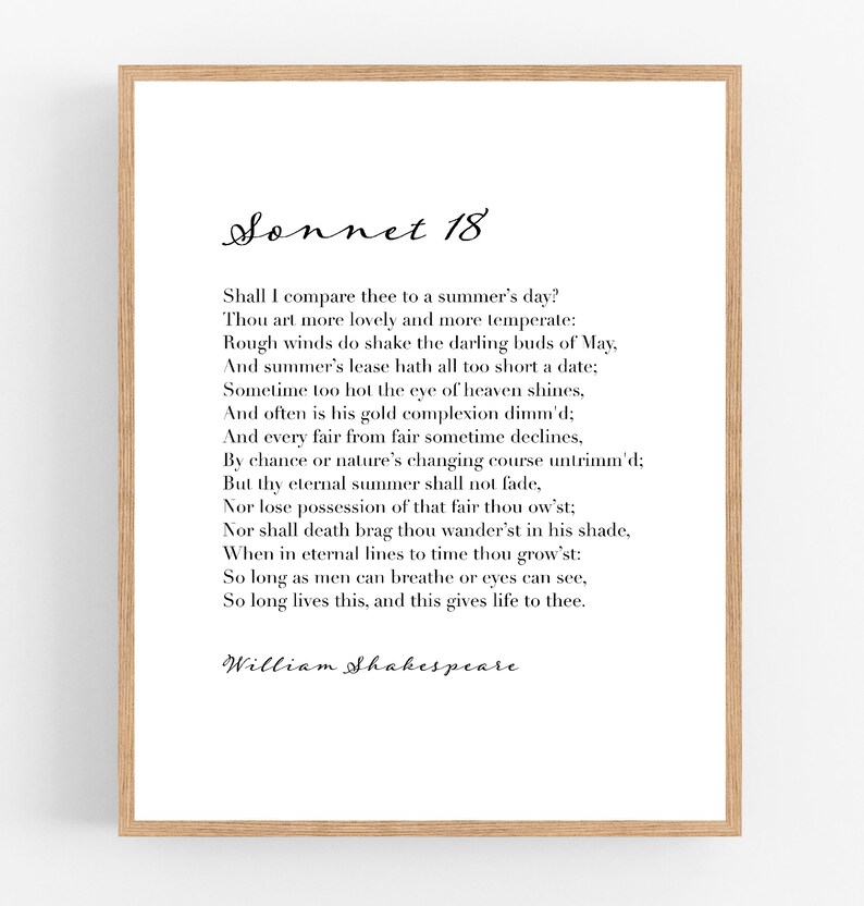 Sonnet 18 / Shakespeare / Printable / Art / Digital Download / - Etsy