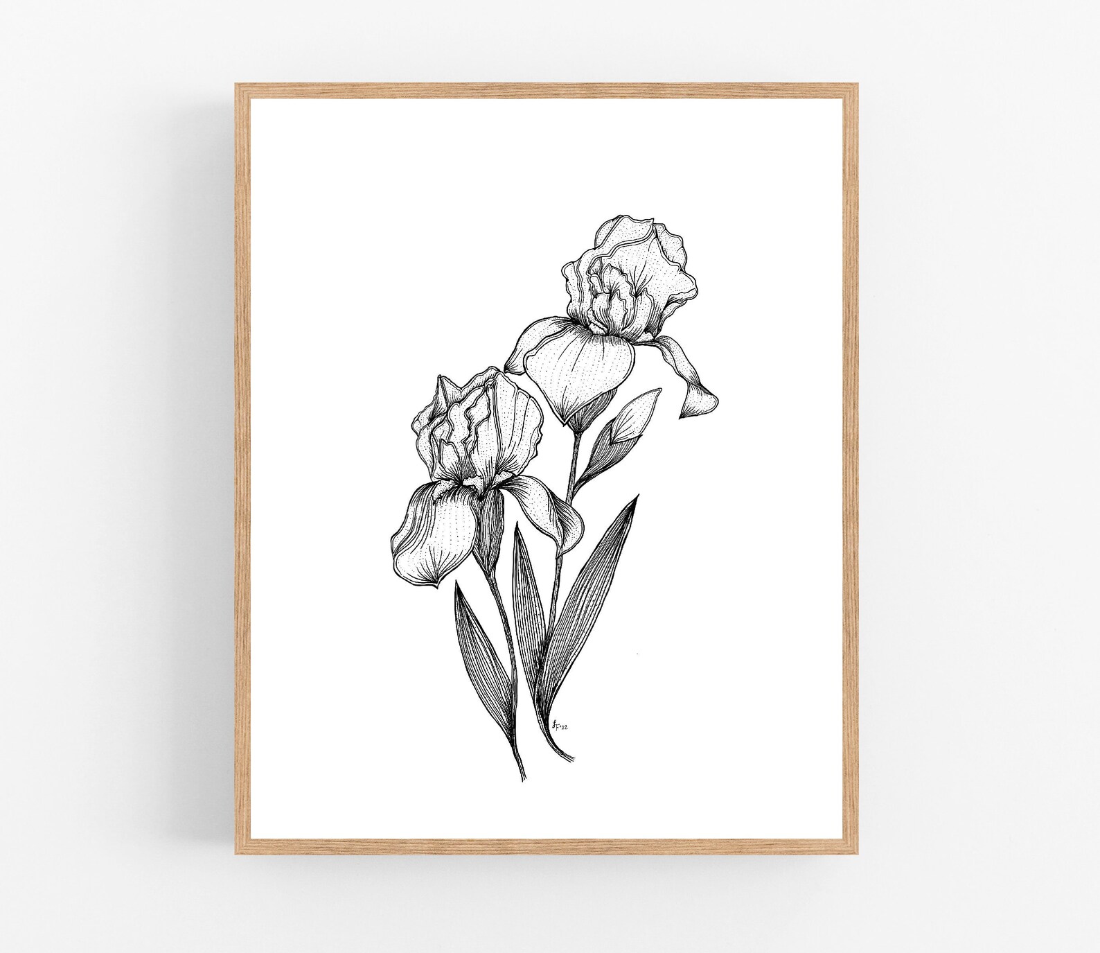 Iris Ink Sketch Illustration Print / Printable / Art / Digital - Etsy