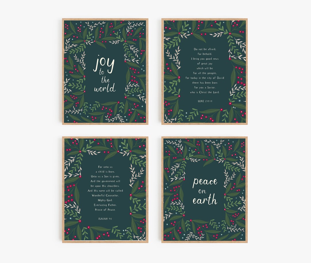 8x10 Christmas Green Floral Set of 4 / Four 8x10s / Printable / Digital ...