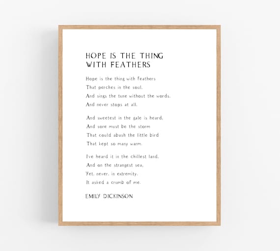 Hope is the Thing With Feathers / Emily Dickinson / Printable - Etsy