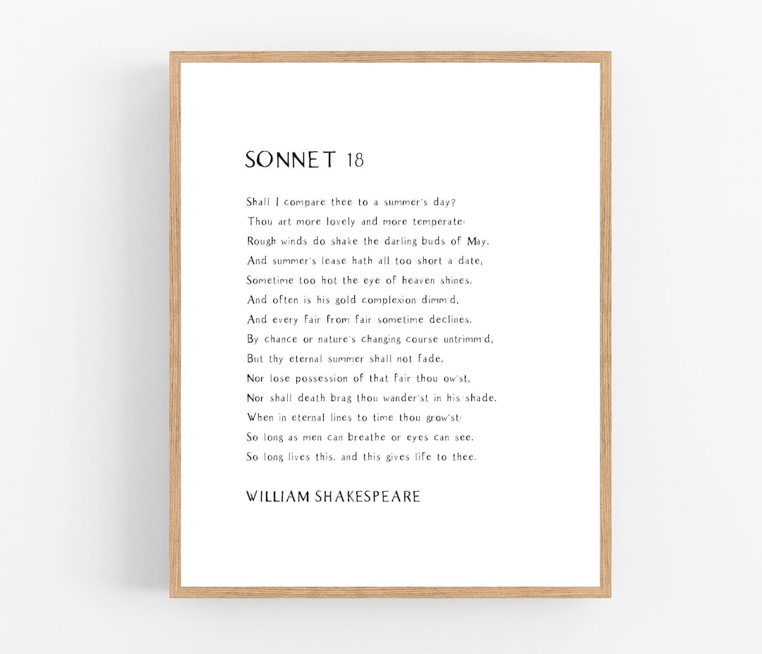 Sonnet 18 / Shakespeare / Printable / Art / Digital Download ...