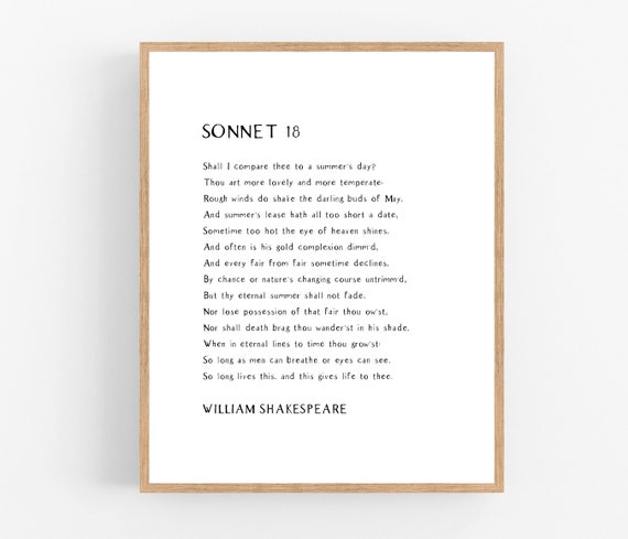 Sonnet 18 / Shakespeare / Printable / Art / Digital Download / - Etsy