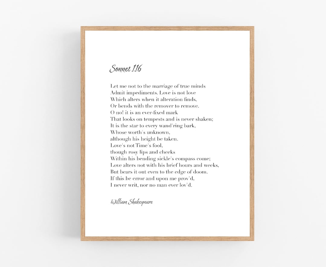 Sonnet 116 / Shakespeare / Printable / Art / Digital Download ...