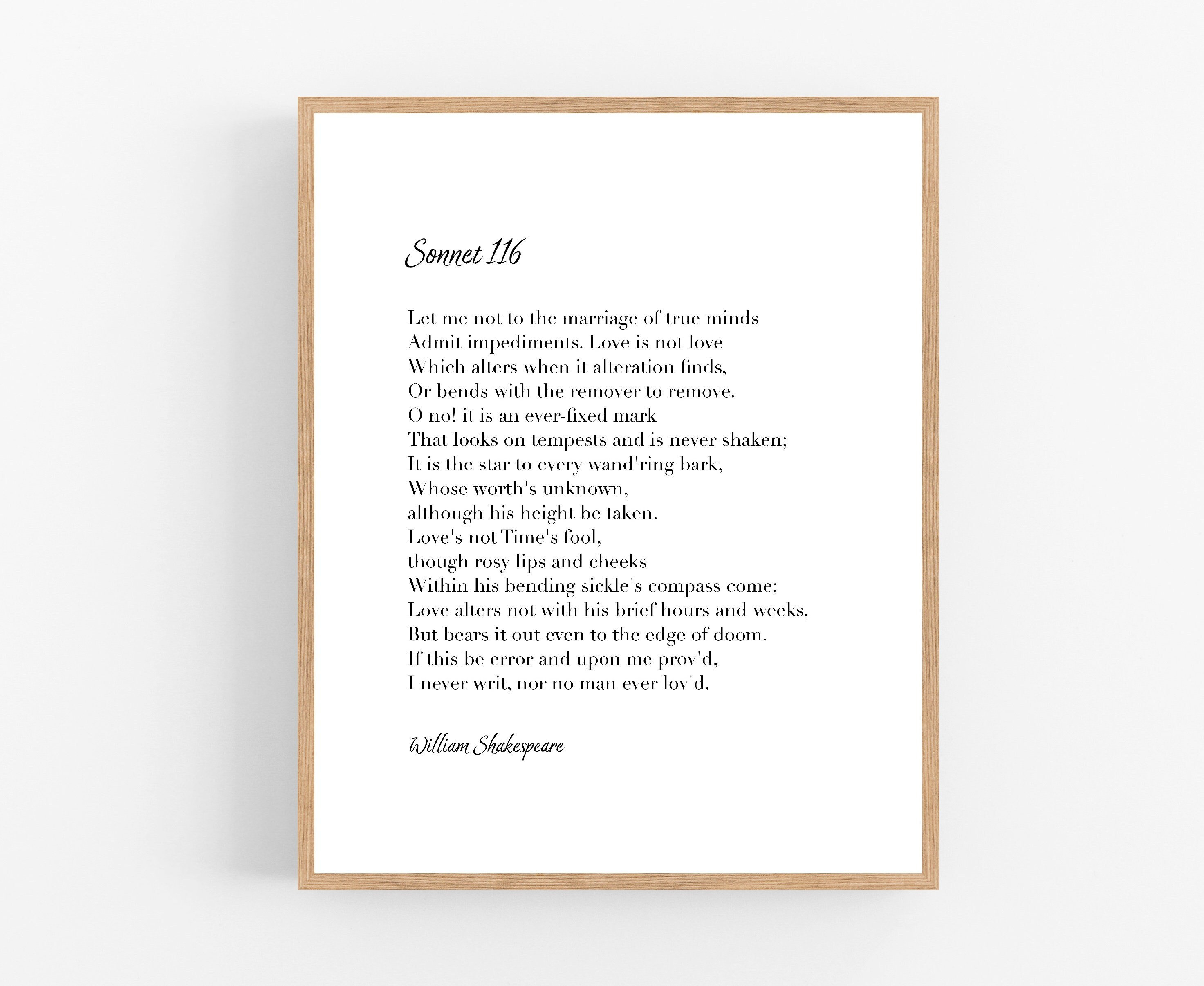 Sonnet 116 / Shakespeare / Printable / Art / Digital Download ...