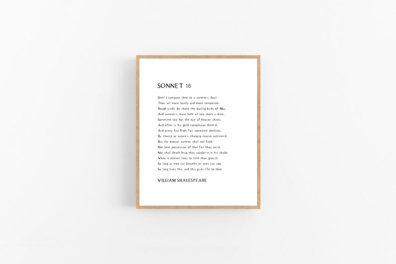 Sonnet 18 / Shakespeare / Printable / Art / Digital Download / - Etsy