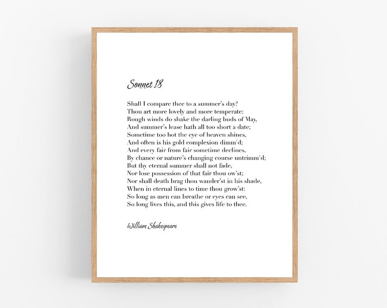 Sonnet 18 / Shakespeare / Printable / Art / Digital Download ...
