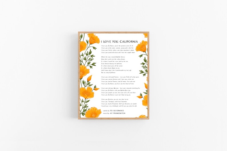 I Love You California / California State Song Printable / | Etsy