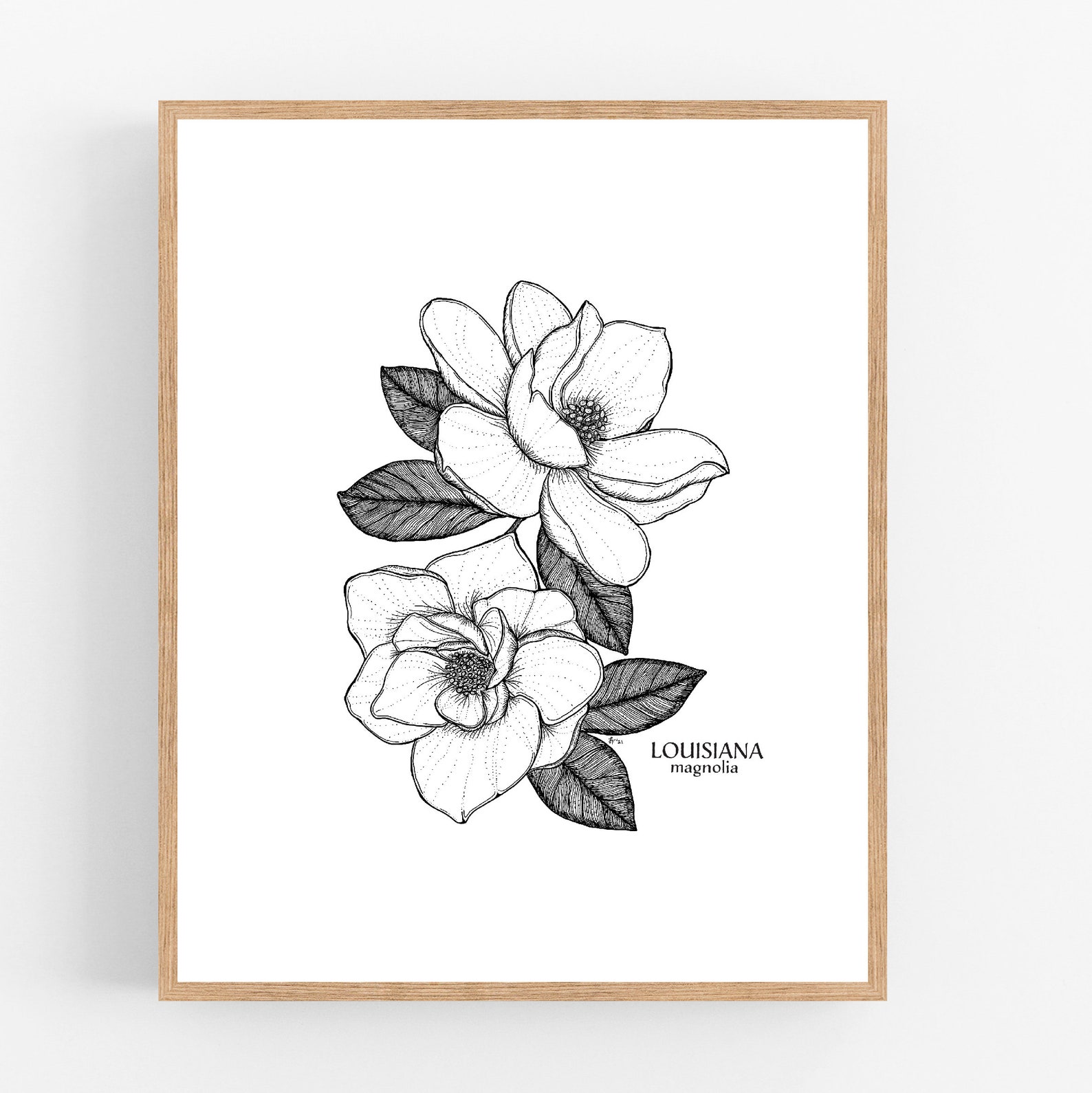 Louisiana Magnolia Ink Sketch Print / Printable / Art / Digital ...