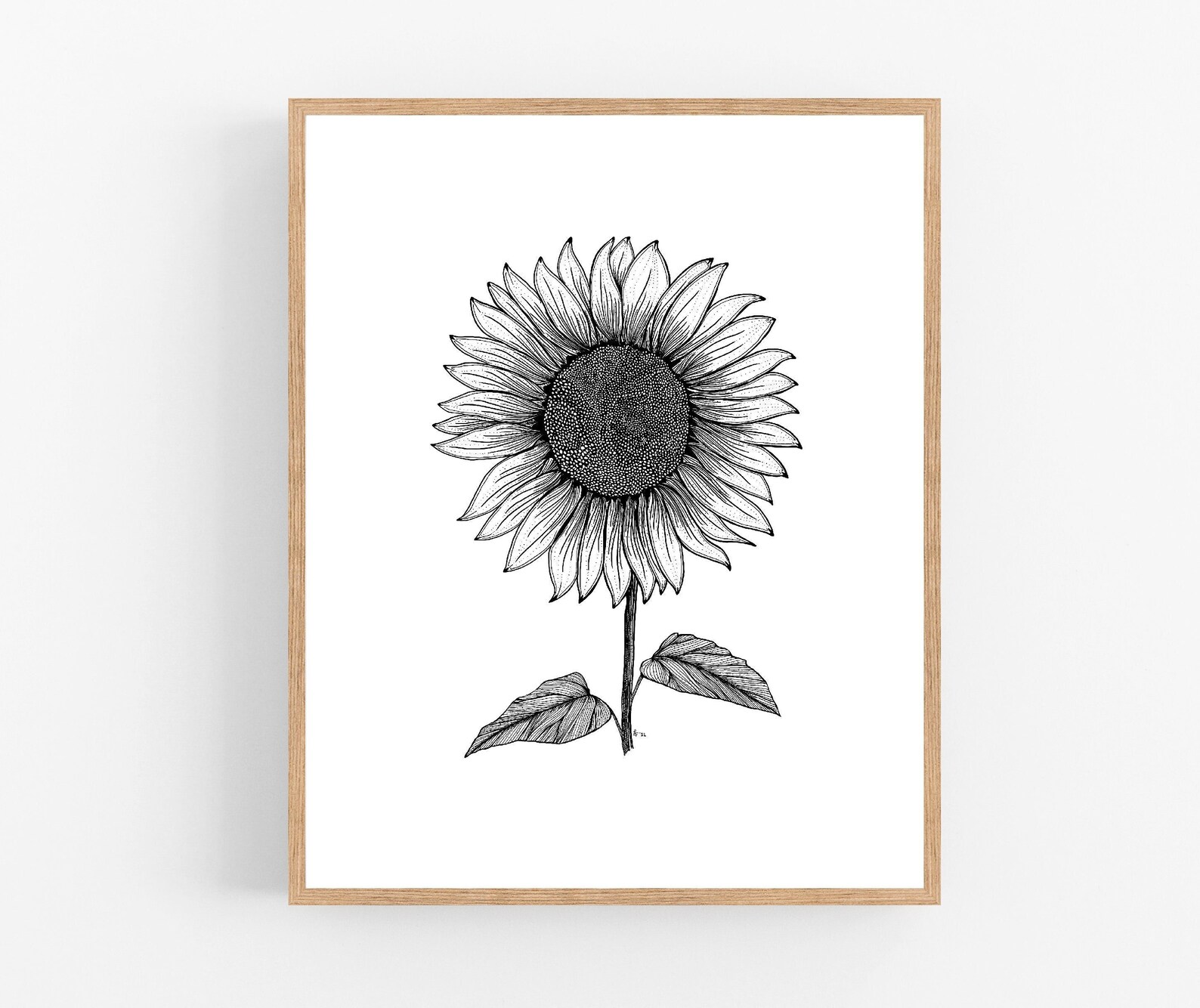 Sunflower Ink Sketch Print / Kansas State Flower Printable / - Etsy