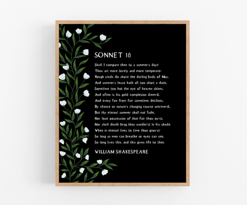 Sonnet 18 / Shakespeare / Printable / Art / Digital Download / | Etsy
