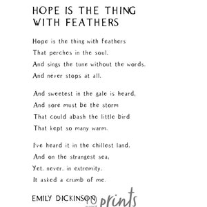 Hope is the Thing With Feathers / Emily Dickinson / Printable / Art ...