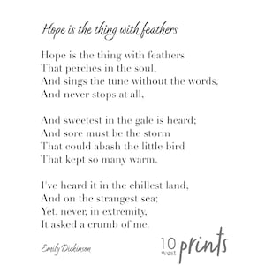 Hope is the Thing With Feathers / Emily Dickinson / Printable / Art ...