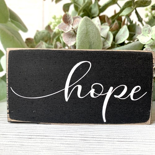 Mini Wood Sign Hope Simple Cursive Sign Tiered Tray Sign - Etsy