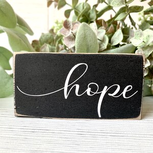Mini Wood Sign, Hope Simple Cursive Sign, Tiered Tray Sign, Farmhouse ...