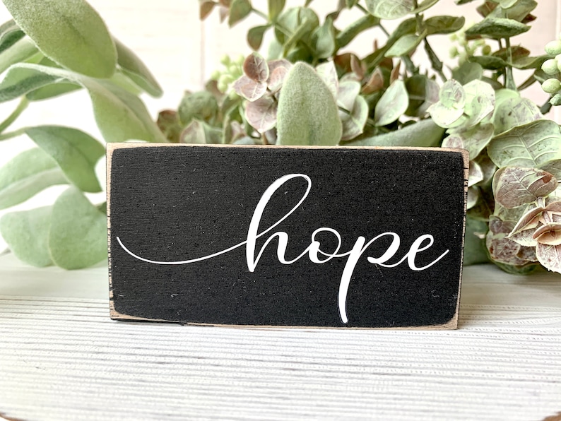 Mini Wood Sign Hope Simple Cursive Sign Tiered Tray Sign - Etsy