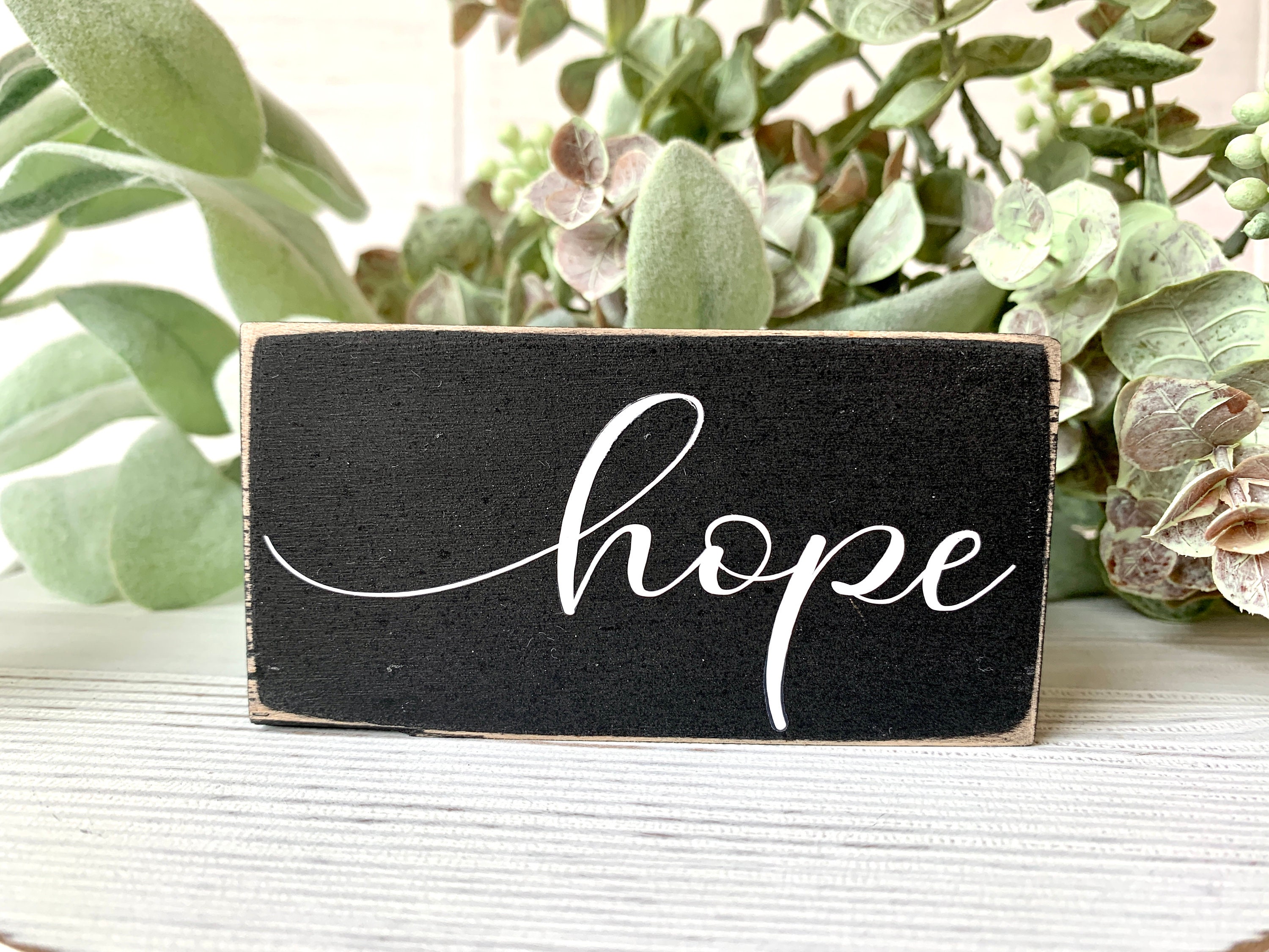 Mini Wood Sign Hope Simple Cursive Sign Tiered Tray Sign | Etsy