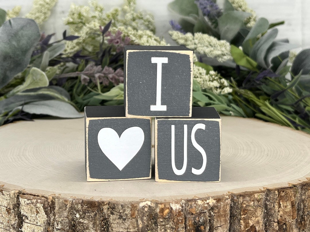 Small Wood Sign, Set of 3 Blocks, 1.5", Mantle Decor, Shelf Sitter ...