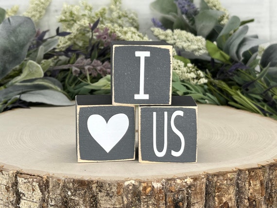 Small Wood Sign Set of 3 Blocks 1.5 Mantle Decor | Etsy