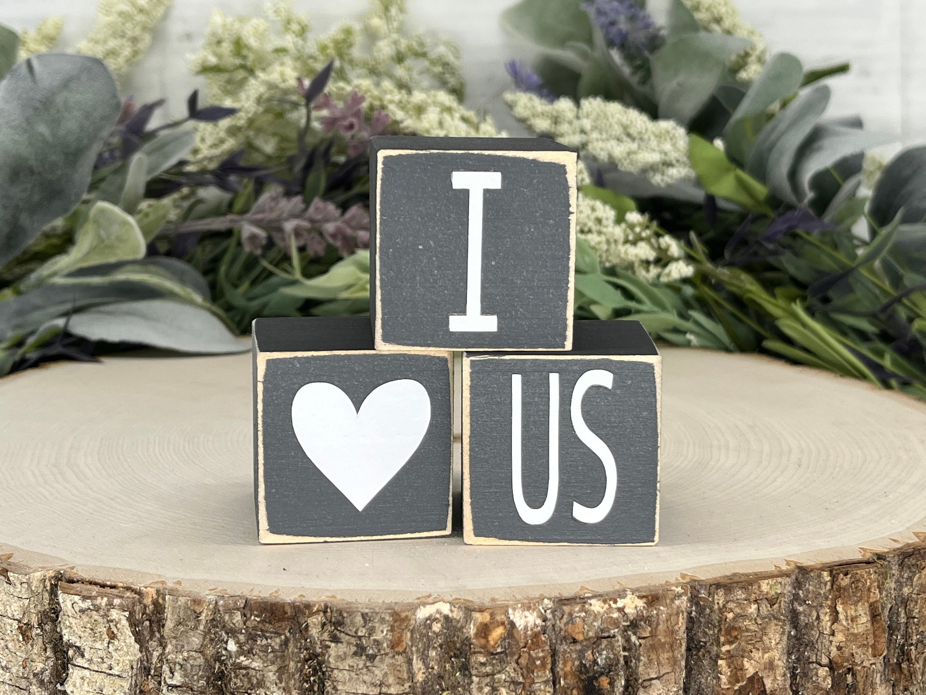 Small Wood Sign Set of 3 Blocks 1.5 Mantle Decor - Etsy