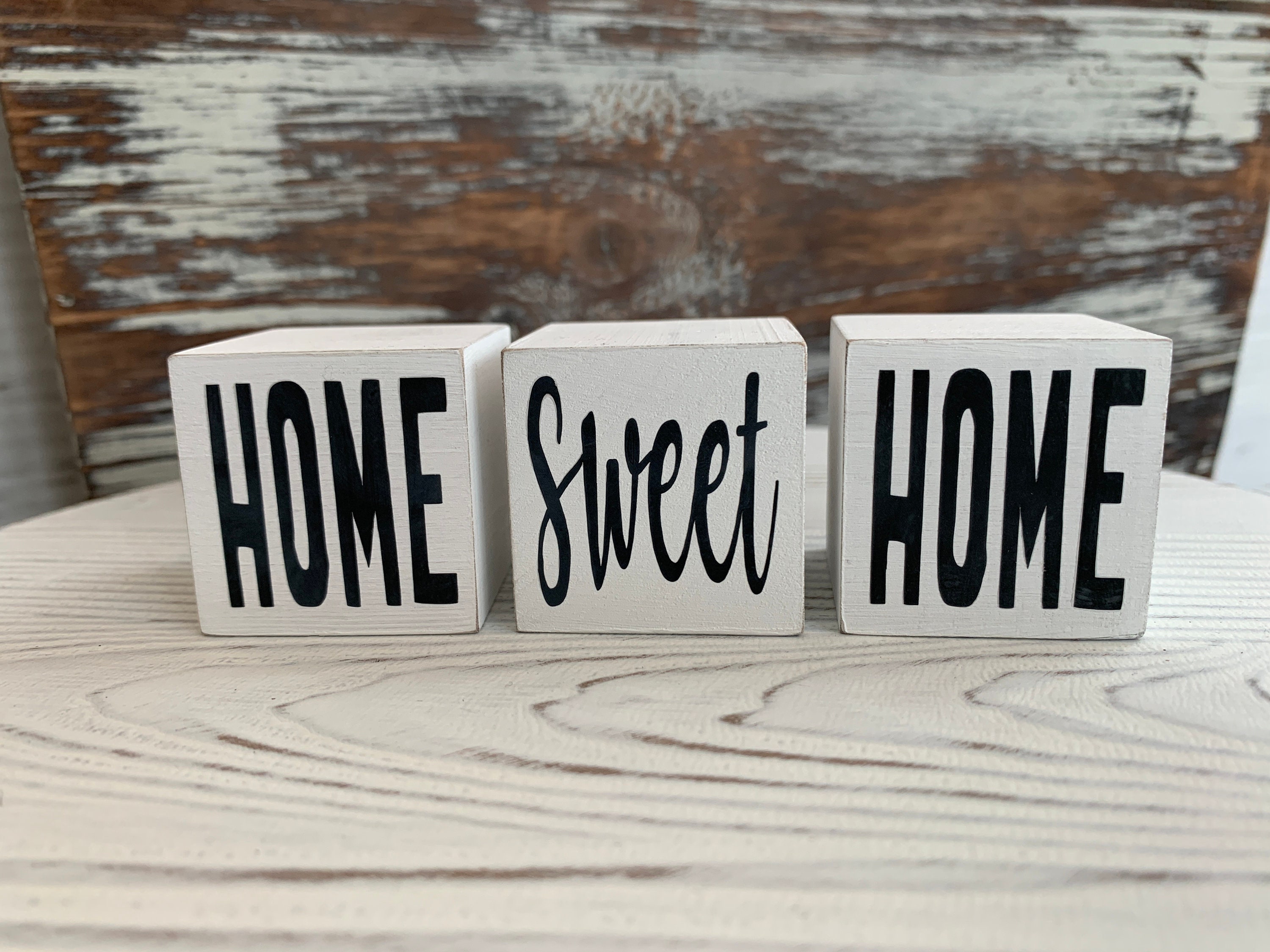 Small Wood Sign Set of 3 Blocks 1.5 Mantle Decor - Etsy
