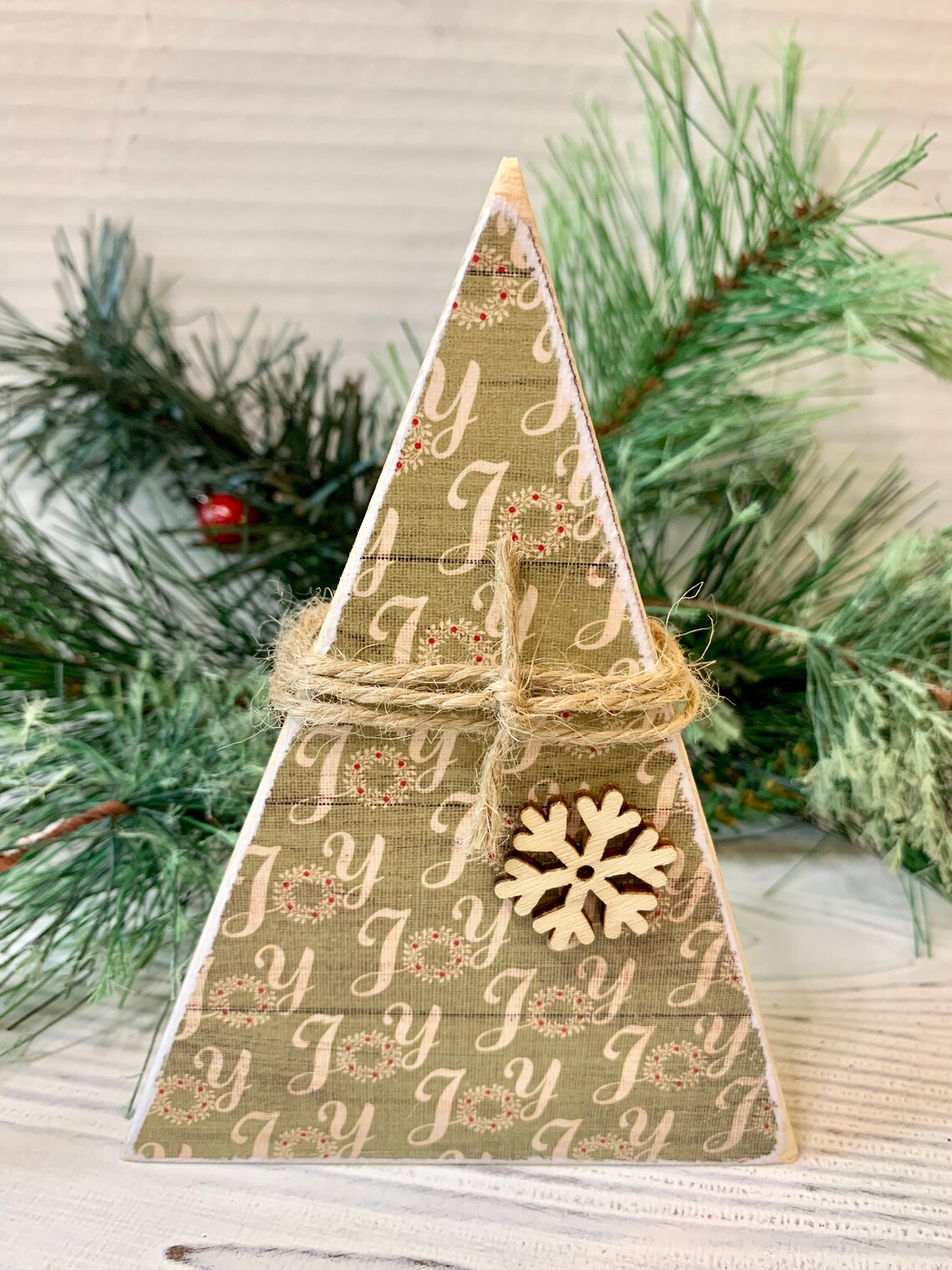 Wood Tree Triangle Tree Mantle Decor Shelf Sitter Holiday | Etsy