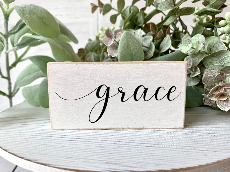 Mini Wood Sign Mantle Decor Farmhouse Decor Grace Cursive | Etsy