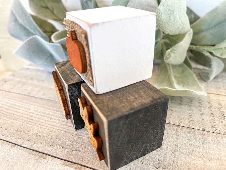 Mini Wood Sign, Fall Blocks Stained, Set of 3 Mini Blocks, 1.5", Mantle ...