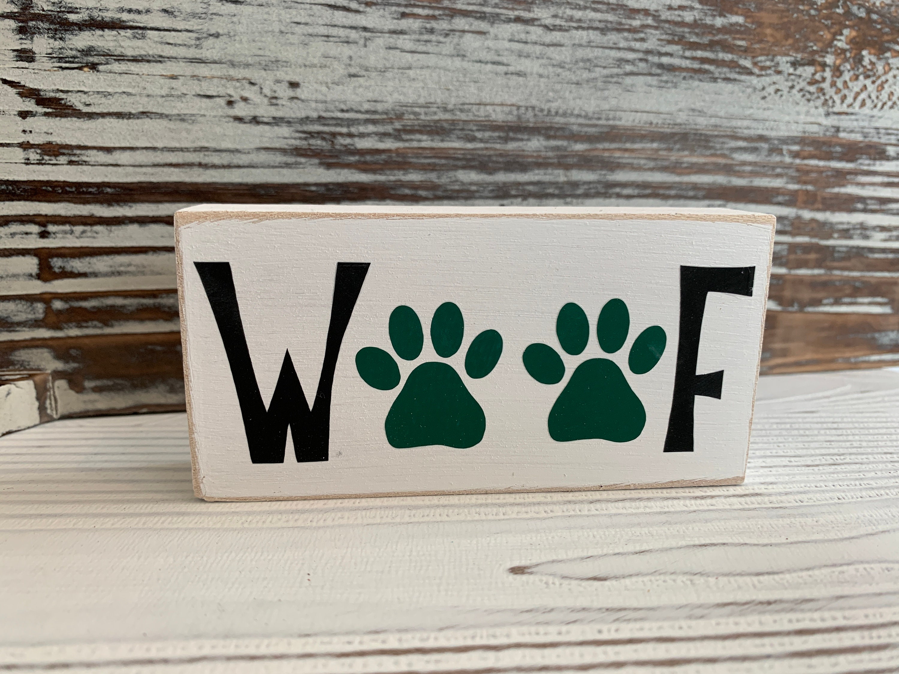 Mini Wood Sign, Small Wood Sign, Tiered Tray, Dog, Dog Sign, Woof ...