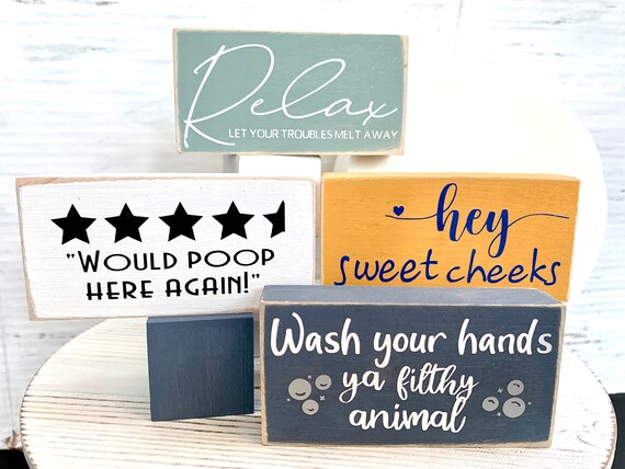 Mini Wood Sign Mini Sign for Bathroom Tiered Tray Decor | Etsy