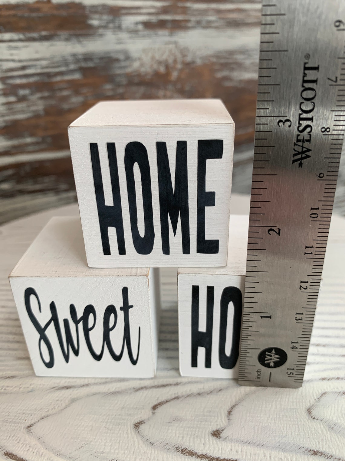 Small wood sign set of 3 blocks 1.5 mantle decor | Etsy