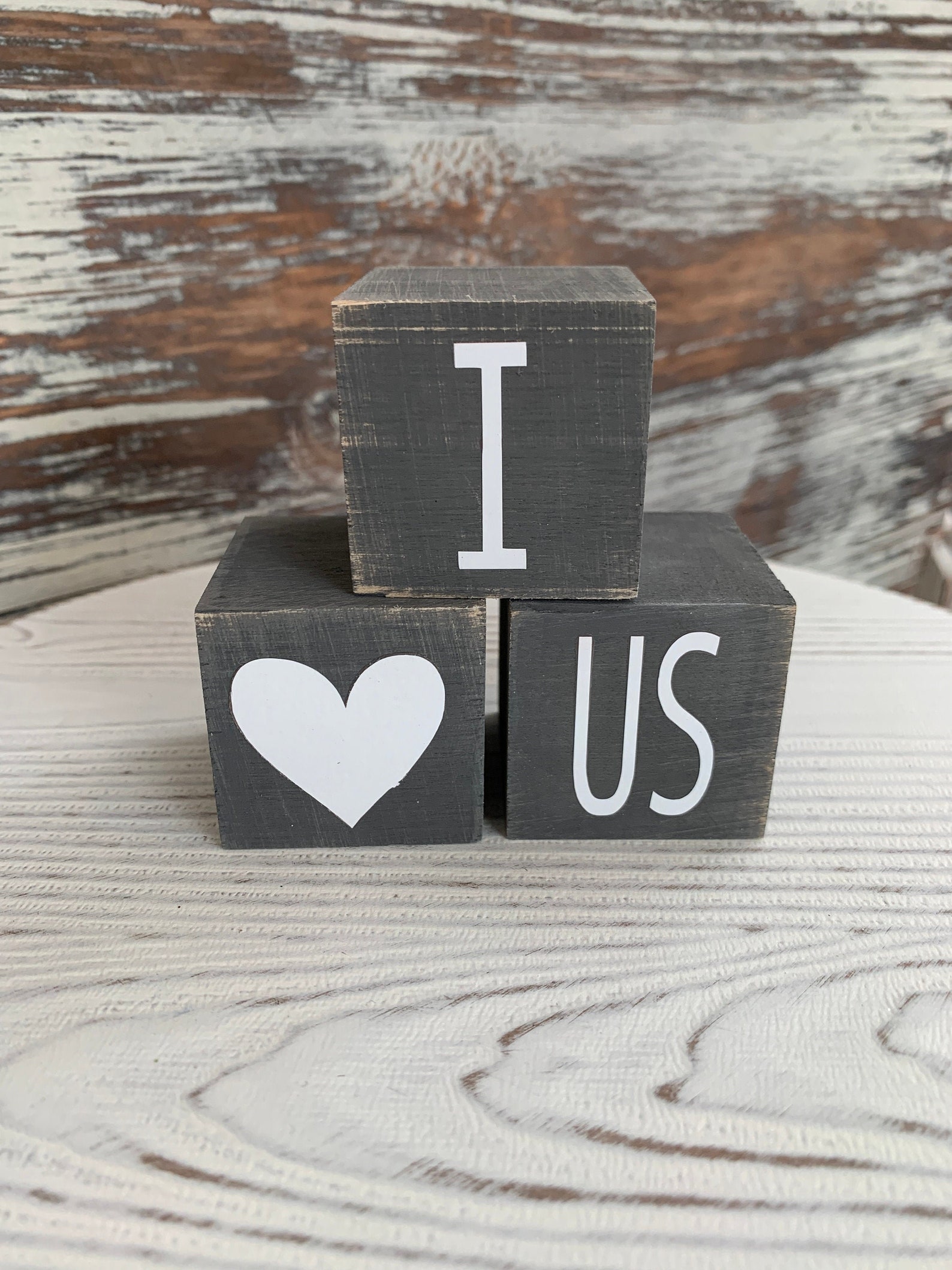 Small Wood Sign Set of 3 Blocks 1.5 Mantle Decor | Etsy