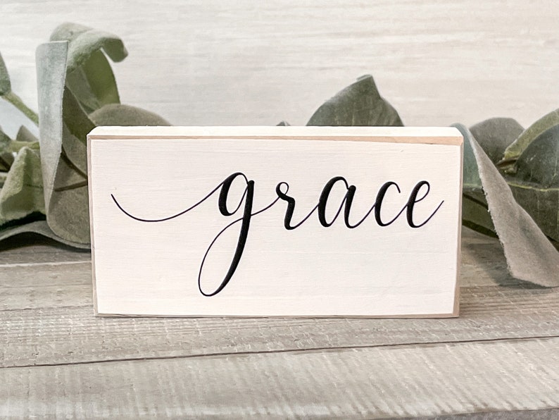Mini Wood Sign Mantle Decor Farmhouse Decor Grace Cursive - Etsy