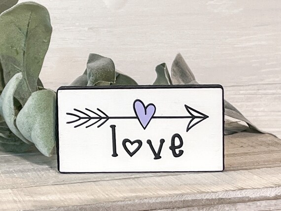 Mini Wood Sign Small Sign Love Sign Love With Arrow Tiered - Etsy
