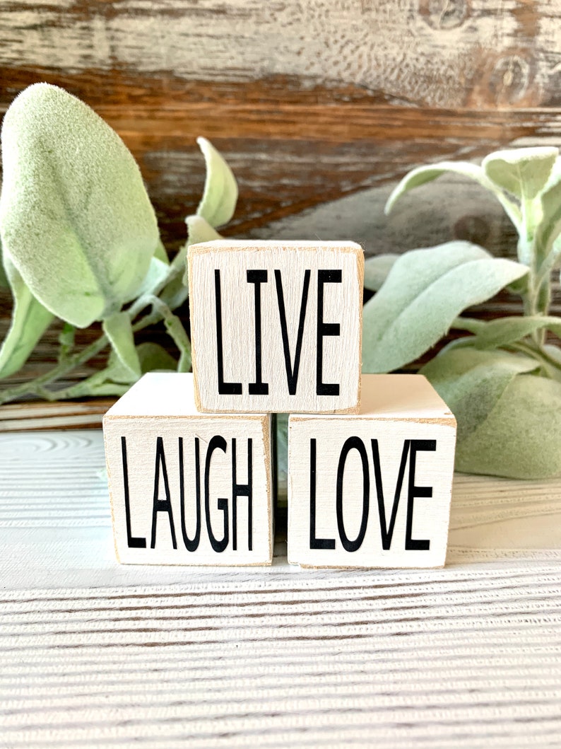 Mini Wood Sign Wood Block Sign Set of 3 Small Blocks Mantle - Etsy